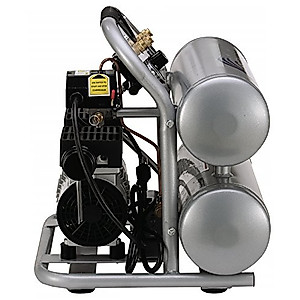 California Air Tools CAT-4610AC Ultra Quiet & Oil-Free 1.0 hp 4.6 gallon Aluminum Twin Tank Electric Portable Air Compressor, Silver