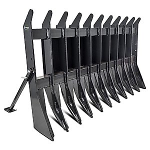 Titan Attachments Skid Steer Root Rake Attachment 60in Wide, Universal Quick Tach Hookup, Root Clearing Brush Rake, Land Clearing Site Prep Implement, Roll Debris, Silage, Brush to Burn Pile