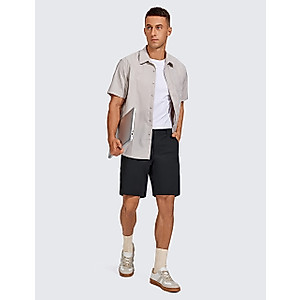 CRZ YOGA Men's All Day Comfy Golf Shorts - 9" Stretch Lightweight Flat Front for Casual Work with Pockets Black 36W x 9L