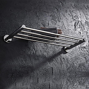 Bathroom Towel Rack, Hotel Style Towel Racks for Bathroom Wall Mounted, Modern Towel Bar Rack 23.6 Inch, 2-Tier Towel Shelves, Chrome