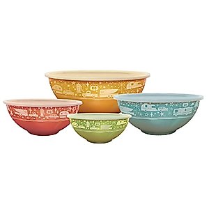 Camp Casual CC-006 Multicolor Melamine Nesting Bowl with Lids, Set of 4,1.5 quarts