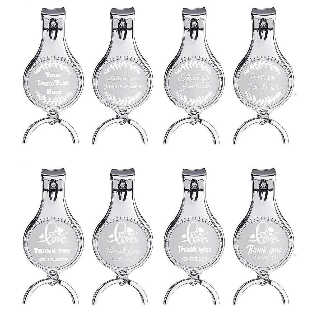 100Pcs Personalized Nail Clipper Bottle Opener with Logo Text for Men Women, Wedding Favors For Guests Bulk,Engraved 4 in 1 Multi Function Bottle Opener Party Holiday Father's Day Graduation Favors