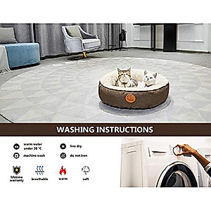 HACHIKITTY Washable Donut Cat Bed Round, Cat Beds Indoor Cats Medium, Small Cat Bed Machine Washable