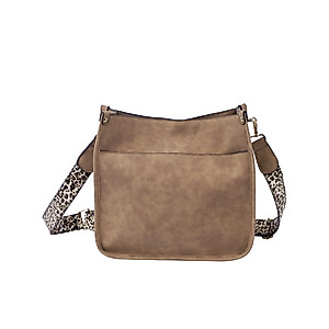 Yikpo Women Leather Crossbody Vagan Shoulder Bag with Adjustable Guitar Strap (Khaki)