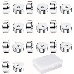 MJust 18G 20G Screw Ball Backs Flat Earring Backs Stainless Steel Replacement Balls Metal Earring Backs for Studs Piercing Parts for Body Jewelry B20