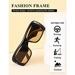 kimorn Sunglasses for Women Men Trendy Retro Fashion Sun Glasses 90’s Vintage Y2K Oversize Square Frame Shades K1337 (Black Yellow)