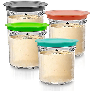 Kaluly for Ninja CREAMi Breeze NC100 NC101 NC200 NC201 Series Pint Containers and Lids 4 Pack, 16oz Pints Cups Replacement for ninja Creamy Ice Cream Maker