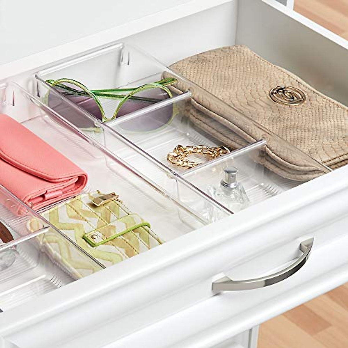 InterDesign Linus Dresser and Vanity Drawer Organizer, 13-inch by 5-inch by 2.25-inch, Clear