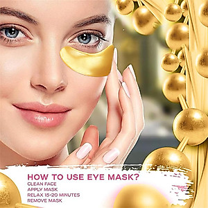 Jakuva 30 Pairs Eye Patches, Under Eye Patches for Dark Circles and Puffy Eyes, Reduce Wrinkles, Collagen Eye Mask Skincare Eye Pads for Moisturizing, Hydrating,24K Gold