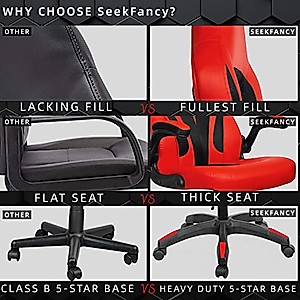 SeekFancy Gaming Chair Set of 4, Computer Gaming Chair Video Game Chairs for Teens Adults, Ergonomic Gaming Chair High Back Cheap Computer Office Chair, Red Silla PC Gamer Chair with Lumbar Support