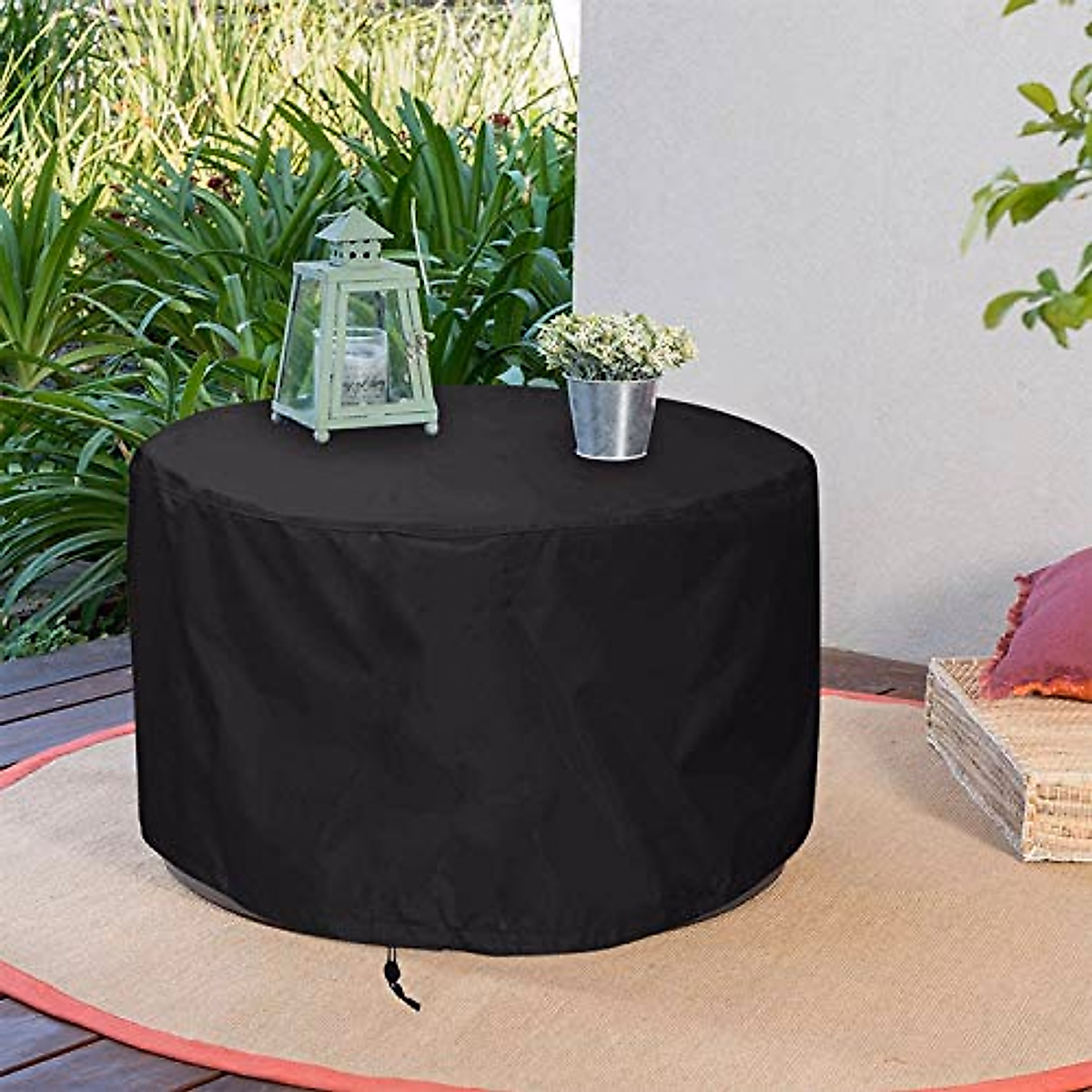 Birsppy Mr.You Round Deck Boxes Covers,28Inch Round Outdoor Storage Table Deck Box Cover,with Drawstring Design,Heavy Duty Waterproof 600D Fabric,28Dia x 18H