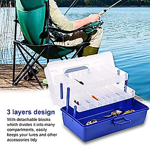 Plastic Fishing Accessory Box, Fishing Tackle Box, Large Capacity 3 Layers for Camping Hiking