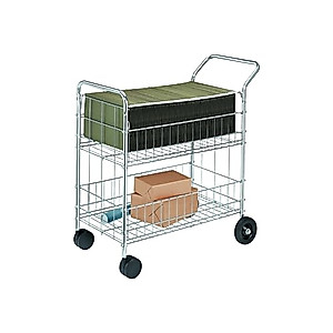 Fellowes Chrome-Plated Steel Wire Mail Cart with Upper and Lower Baskets (40912)