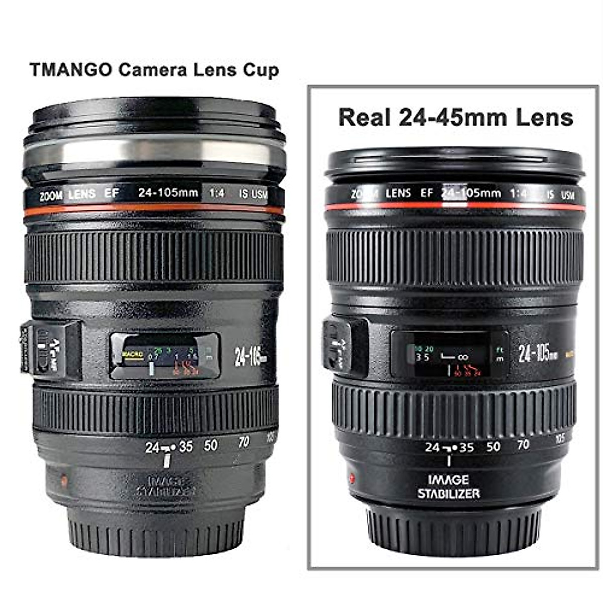 Tmango Camera Lens Coffee Mug With Lid, Photo Coffee Cup, Stainless Steel Thermos Lens Mug Leak Proof, Great Gifts for Photographers Men and Women