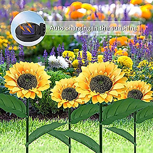 GSBLUNIE Sunflower Solar Lights Outdoor Garden, Automatic Charging Solar Garden Lights Decorative, IP65 Waterproof LED Landscape Solar Powered Outdoor Lights for Garden Patio Lawn Yard-2 Pack
