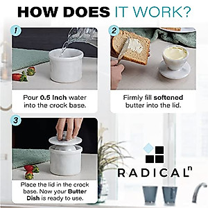 Butter Keeper Cover Pot White Handmade Marble French Butter Storage Crock Keeper for Kitchenware