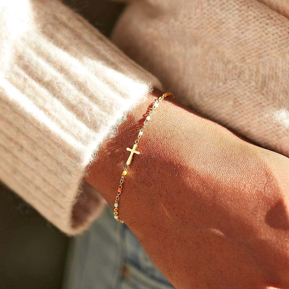 STORYJEWELLERY Christian Gifts for Women, Religious Gifts for Women, Encouragement Gifts for Women, Inspirational Gifts for Women, Cross Bracelet, Baptism Confirmation Gifts, Easter Christmas Gifts