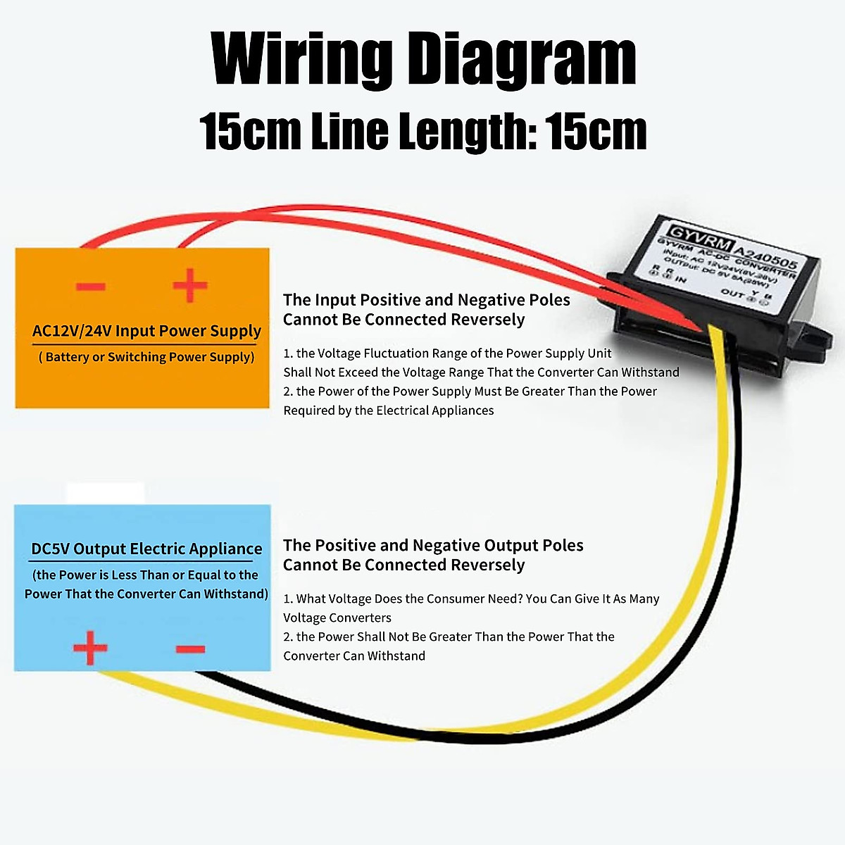 Waterproof Voltage Power AC 12V 24V to 5V DC Buck Converter Voltage Regulator Power Module for Car Step Down Converter (1A)