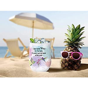 KAIRA I don't Drink Wine for the Taste Insulated Wine Tumbler with Lid 12 OZ -Stainless Steel Outdoor Wine Glass - Funny Birthday Christmas Gifts for Wine Lover Her Women Best Friends