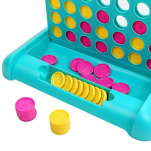 IAMGlobal 4 in a Row, Board Games, Four in a Row Game, Travel Size Line Up 4, Classic Family Toy for Kids and Family for Fun (Blue) (9.8 Inch)