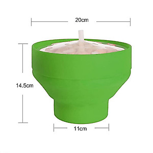 Microwave Popcorn Popper Reusable with Handle Lid BPA Free, Collapsible Silicone Popcorn Maker Bowl Safe Use in Microwave or Oven (Green)