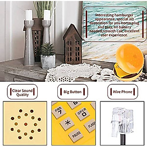 Landline Phone, Hamburger Cheeseburger Burger Phone Telephone Cute Telephones Landline Corded Phone Desktop Phone for Home Hotel Office Decoration Kids Gift