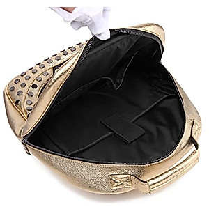 kiisy 3D Lion Head Backpack Bookbag,Designer Travel Laptop Backpack,PU Leather Water Resistant College School Computer Bag (Gold)