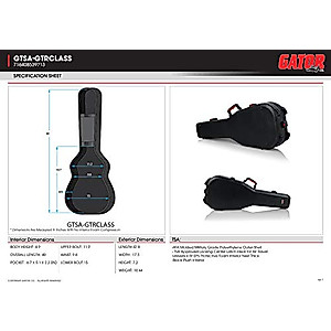 Gator Cases Molded Flight Case for Classical Style Acoustic Guitars with TSA Approved Locking Latch; (GTSA-GTRCLASS)