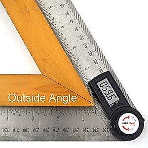 GemRed 82305 Digital Angle Finder Protractor (Stainless Steel, 7inch/200mm) (Black Button)
