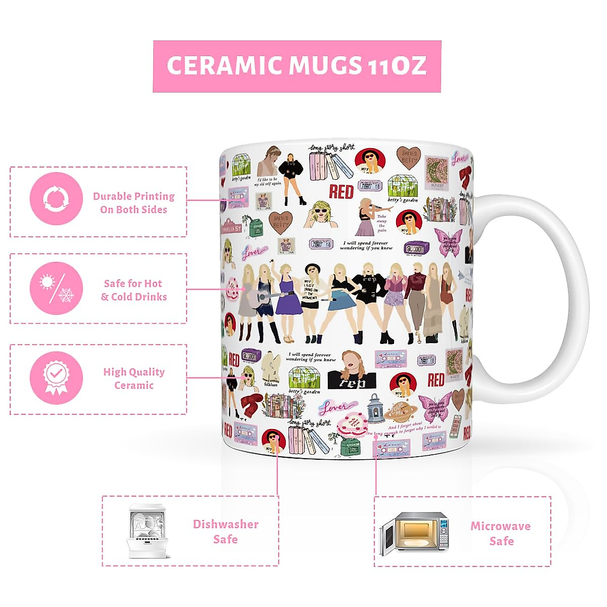 Singer’s Merchandise Music Fans Mug Singer Album Inspired Gift Music Lover Gift Birthday Christmas Gifts for Women Friends Sister Her 11 Oz Coffee Mug Cup