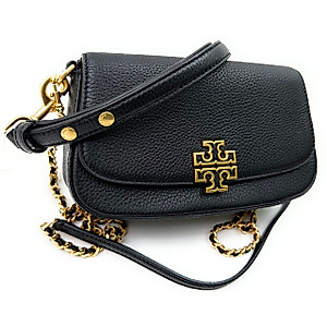 Tory Burch Britten Convertible Crossbody Bag With Gold Hardware (Black)