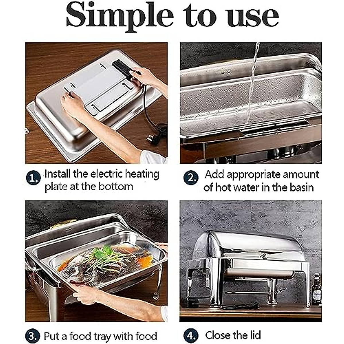 Chafing Dishes Chafing Dish Buffet Set, Food Warmers Server Warming Tray Round Rectangular Chafers, Stainless Steel Square Chafer, Round Food Warmer Chafing For Catering Warmer Chafer Set, Energy Effi