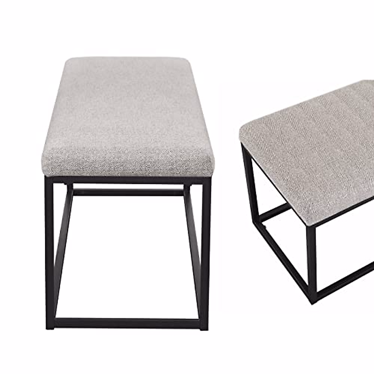 Ball & Cast Modern Upholstered Bench Entryway Bench Ottoman with Metal Frame, 48 Inch Grey