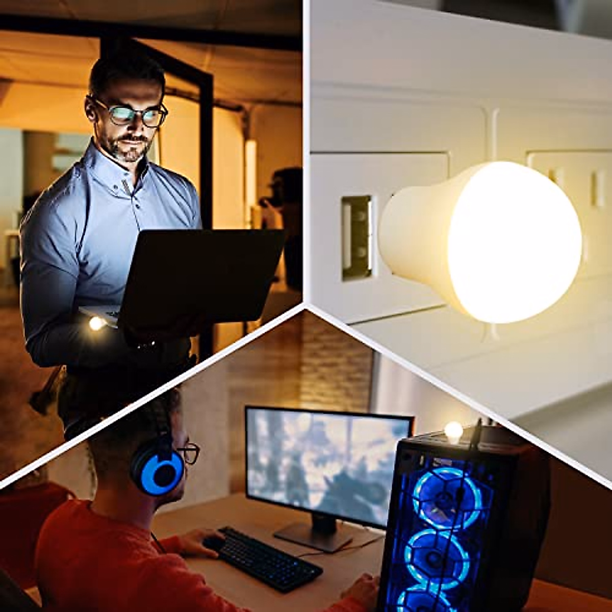 GALLIA USB Lights, Led Night Lights, Plug in Night Light, Compact, Beal for Bedroom, Kitchen, Hallway, Bathroom, Stairs, Nursery(4 Warm White Light)