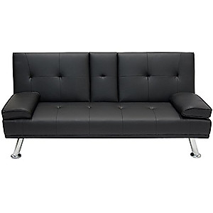 BUY JOY Entertainment Furniture Futon Sofa Bed Fold Up Down Recliner Couch Cup Holders