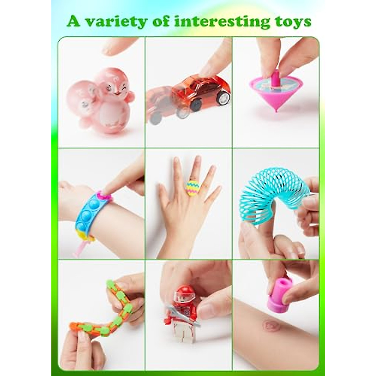 Minetom 80 Pcs Colorful Plastic Prefilled Easter Eggs with Toys inside Includes Dinosaur Toys,Finger Puppets, Pullback Car Toys, Easter Themed Rings,Easter Egg Hunt Supplies Party Favor Gifts for kids