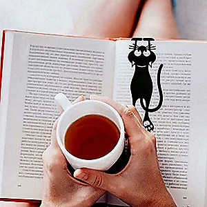 WSDMAVIS 5Pcs Black Cat Bookmark 3D Stereo Cartoon Wacky Animal Hollow Out Bookmarks for Kids and Students Reading Presents