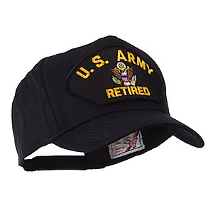 e4Hats.com Retired Military Large Embroidered Patch Cap - Black Army OSFM