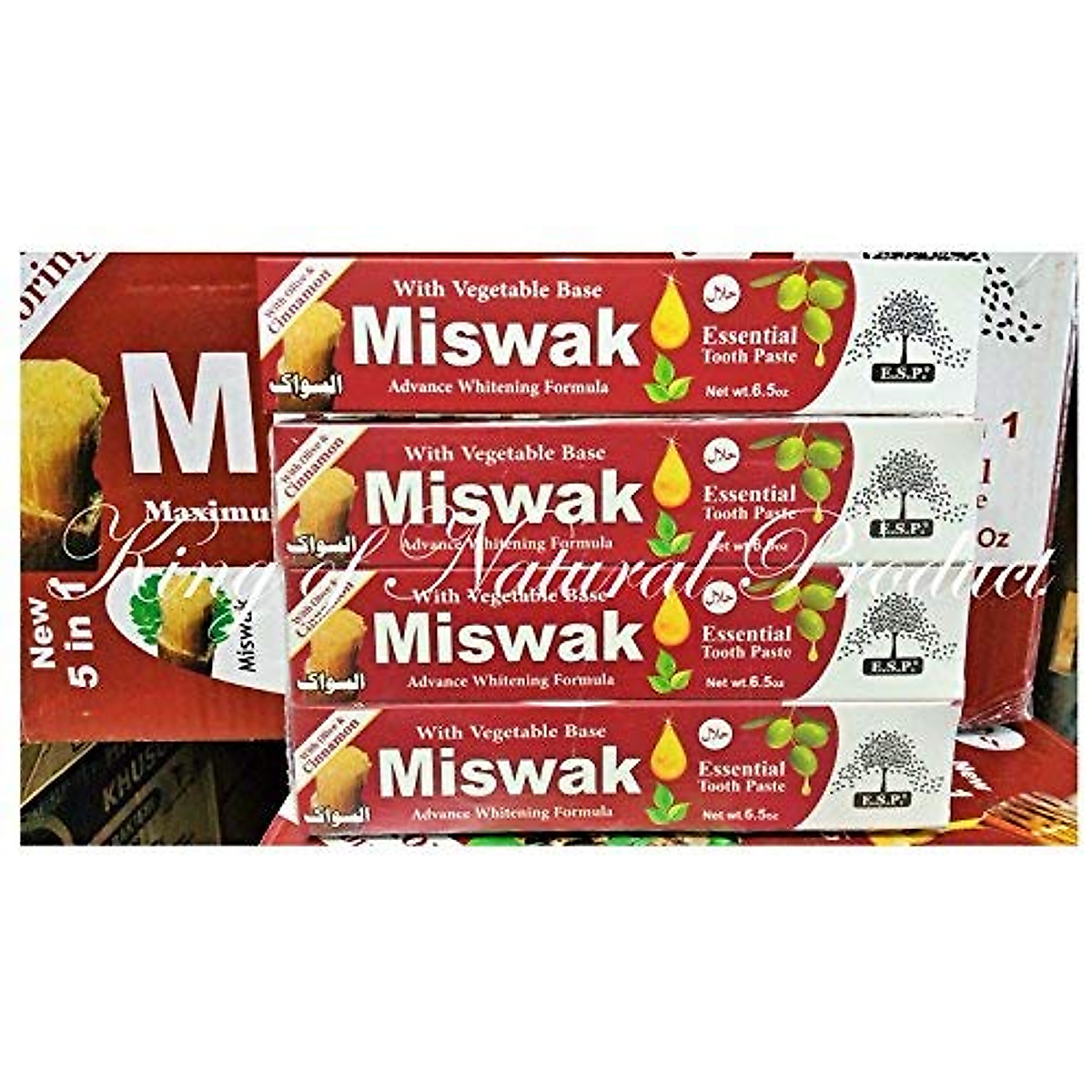NEW 5 IN 1 ORGANIC MISWAK HERBAL TOOTHPASTE 6.5oz 6 pack