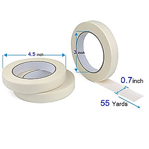 FKEYTO 3 Pack White Masking Tape - 0.7 inch x 55yds. General Purpose Painters Tape for Safe Wall Painting,Office,Labeling, Edge Finishing