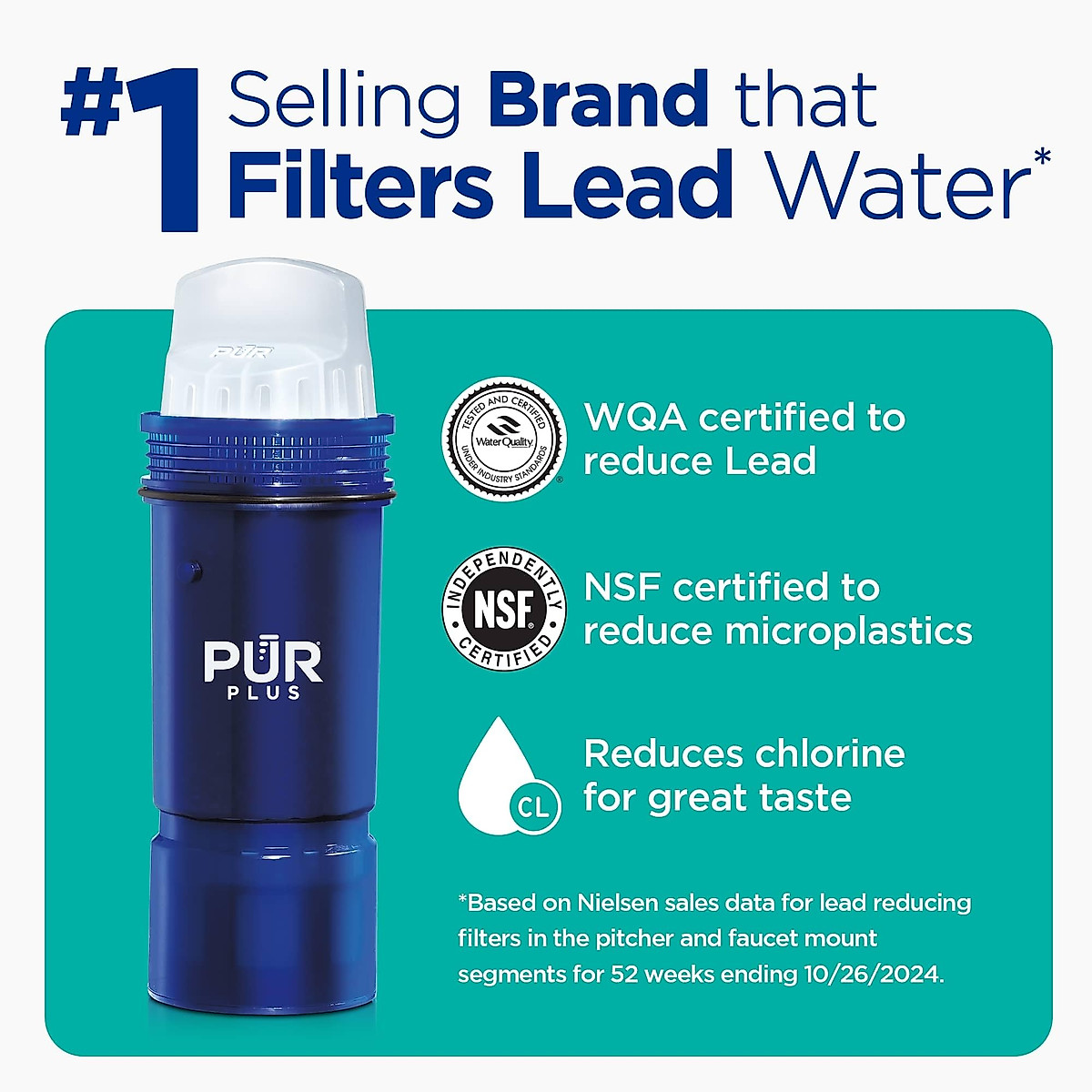 PUR PLUS Water Pitcher Replacement Filter with Lead Reduction (3 Pack), Blue â€“ Compatible with all PUR Pitcher and Dispenser Filtration Systems