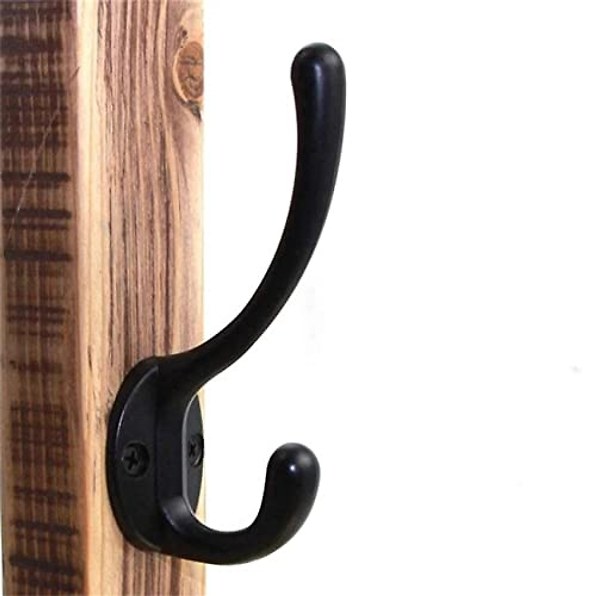 LZIYAN Heavy Duty Dual Coat Hooks, Retro Wall Mounted Double Hooks Hooks, Coats Hangers Hardware Hook for Coat Bag Towel Key Cap Hat,Black