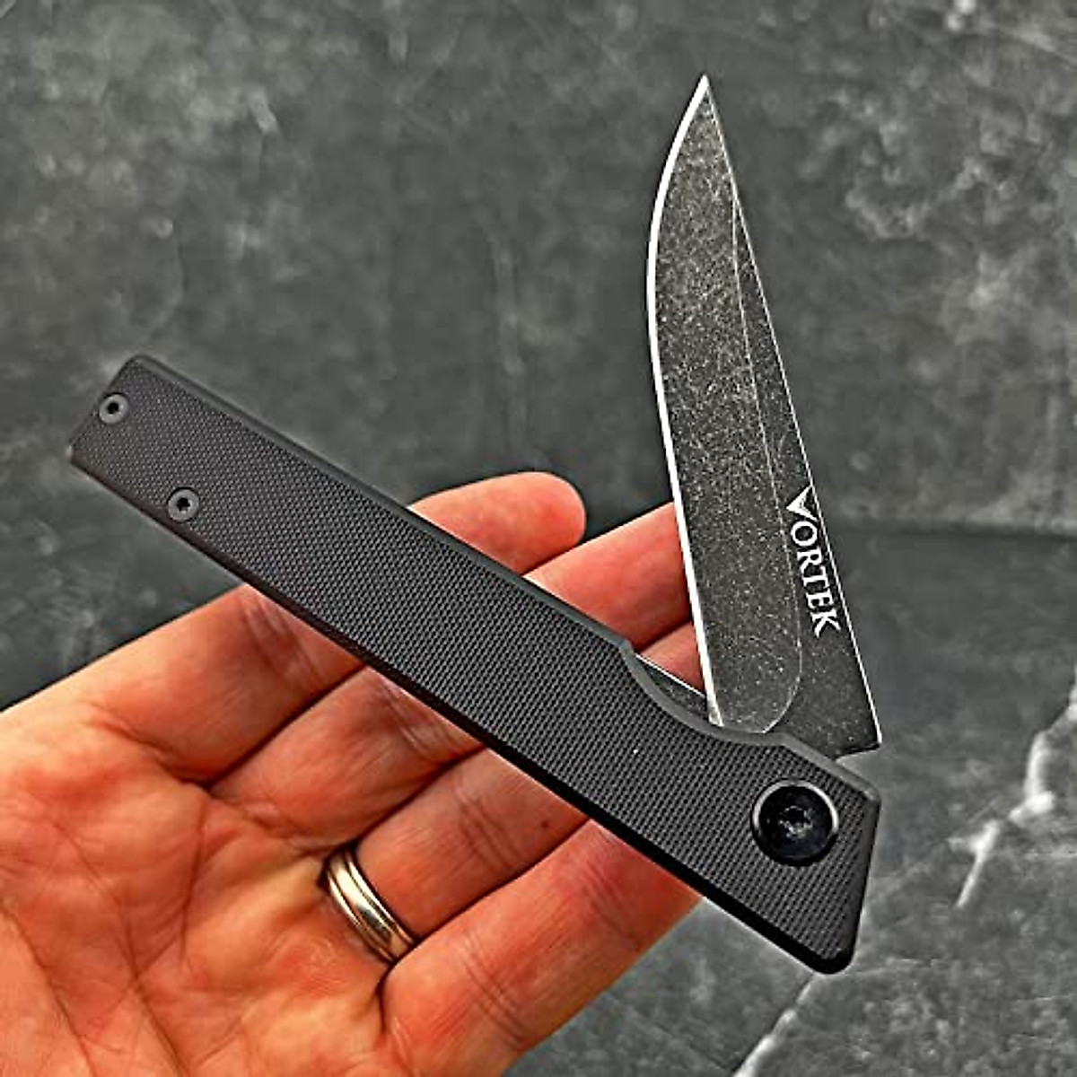 VORTEK VANGUARD: Sleek Designed EDC Folding Pocket Knife, 8Cr13MoV Blade, Fiberglass G10 Handles, Ball Bearing Pivot