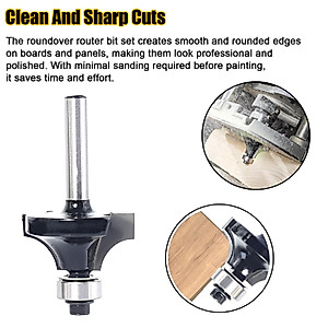 SICWOOD 4pcs Round Over Router Bits 1/4 Shank - Roundover Router Bit Set, Carbide Corner Rounding Edge-Forming Bit, Bearing Guide for Rounding Trim Radius 1/8", 1/4", 3/8", 5/16"…