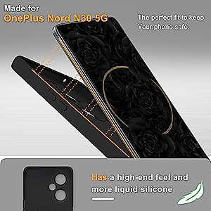 YENAPOON for OnePlus Nord N30 5G Case and 1 Pack Tempered Glass Screen Protector, Slim Liquid Silicone Shockproof Protective Case - Black