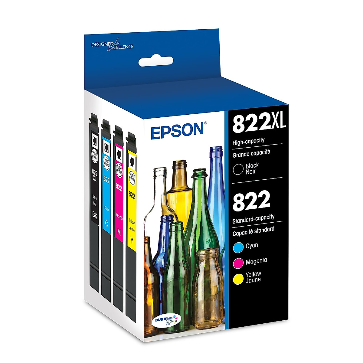 EPSON T822 DURABrite Ultra Ink High Capacity Black & Standard Color Cartridge Combo Pack (T822XL-BCS) for select Epson WorkForce Pro Printers