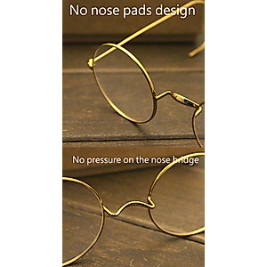 Agstum Retro Small Round Optical Rare Wire Rim Eyeglasses Frame (Gold, 43)