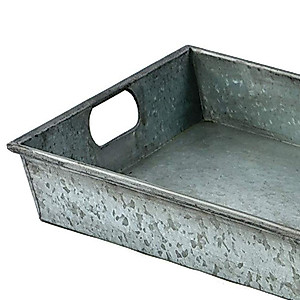 Benzara Square Galvanized Metal Tray with Handle