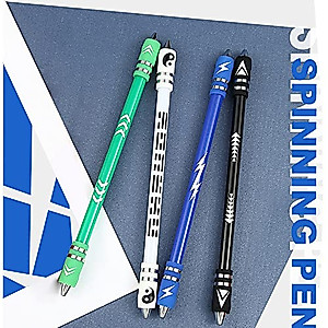 Roucerlin 2 Colors Pen Spinning with Silicone Bracelet, Metal Heads Gaming Finger Pen, 8.5In Weighted Rotating Ballpoint Pen, Spinning Pen for Student Adults, No Pen Refill (Black,White)