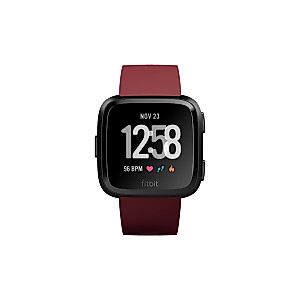 Fitbit Versa Smart Watch, Red Aluminium, One Size (S & L Bands Included) (Red Aluminium) (Renewed)